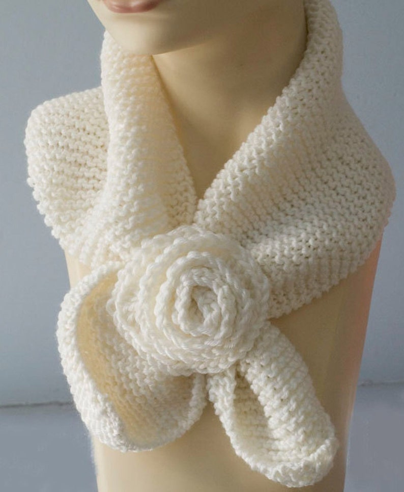 Knit Keyhole Scarf With Flower, Chose Color - Etsy