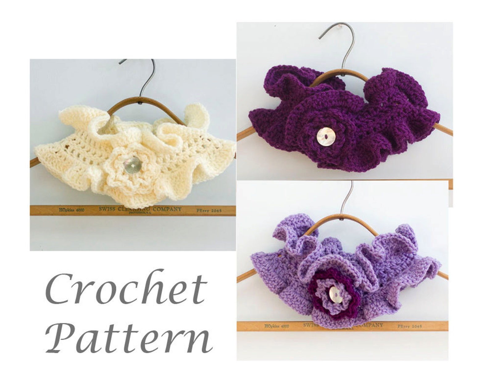 Easy Crochet Pattern for Buttoned Cowl Ruffled Neck Scarf - Etsy