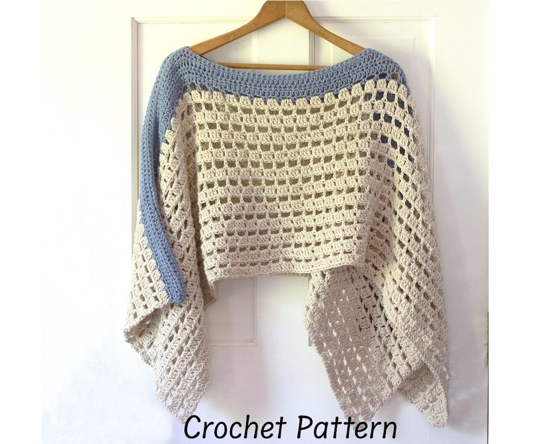 Easy Poncho Crochet Pattern for Cotton Worsted Weight Yarn - Etsy
