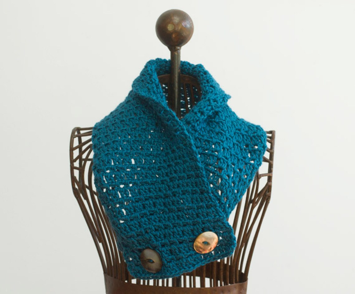Easy Crochet Pattern for Button Neck Scarf, Worsted Yarn - Etsy