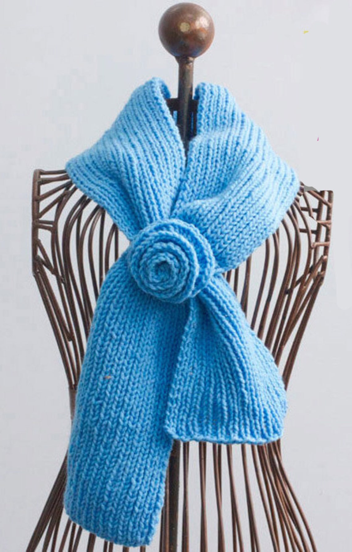 Hand Knit Key Hole Scarf Keyhole Flower Scarf Choose Color - Etsy