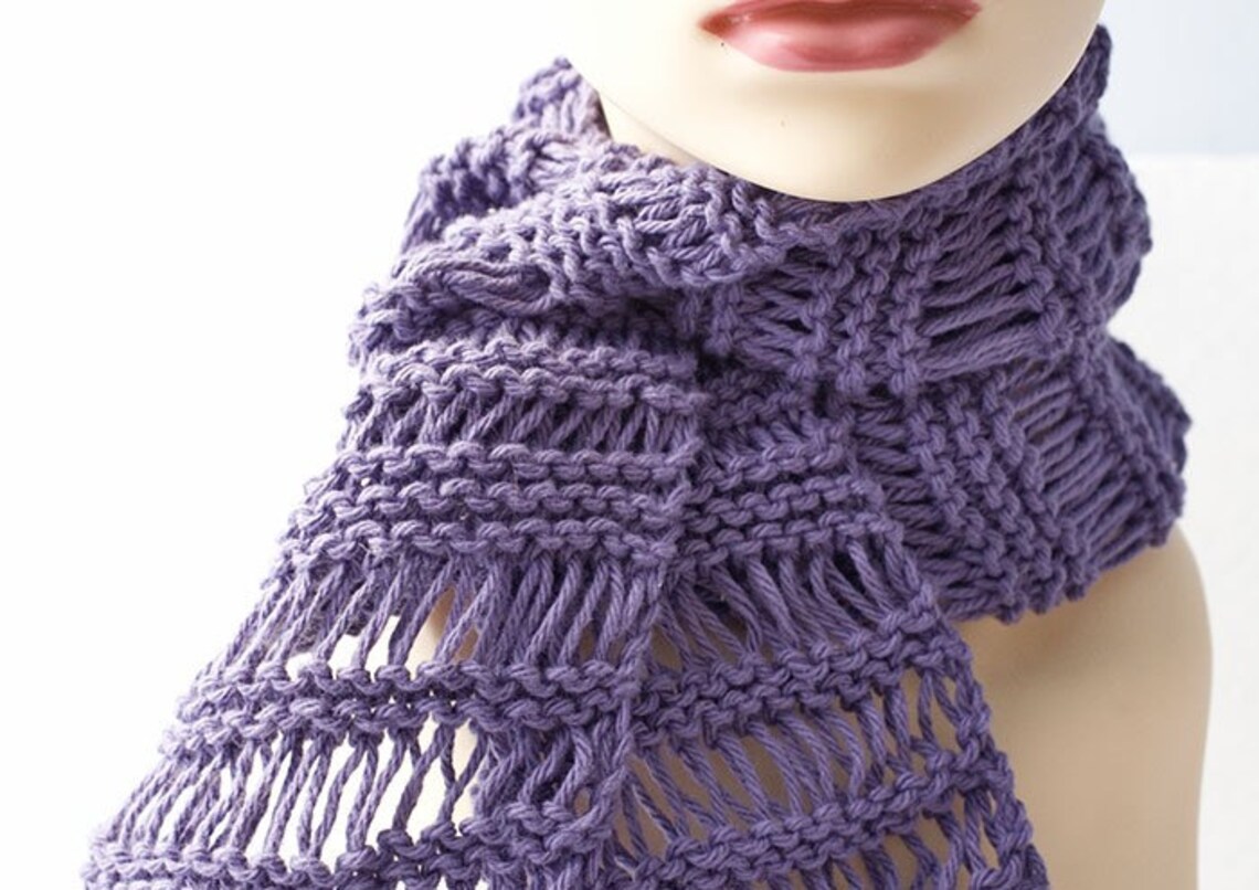 Cotton Skinny Scarf Hand Knit Scarf Light Weight Lace Scarf - Etsy