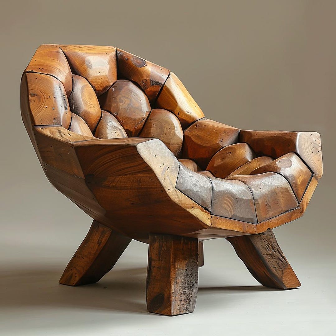 Handcrafted Irregular Wood Blocks Chair, Nature's Artistry in Every ...