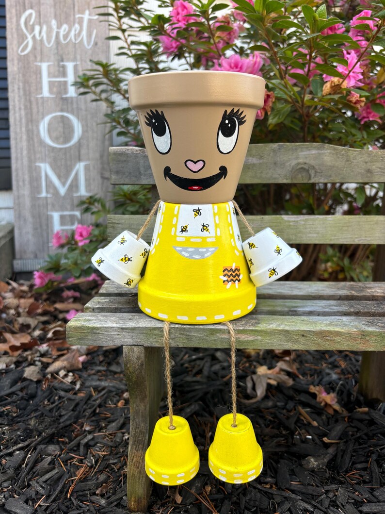 Pot Person Planter Medium Bumblebee Garden Decor Doorstep Decoration ...