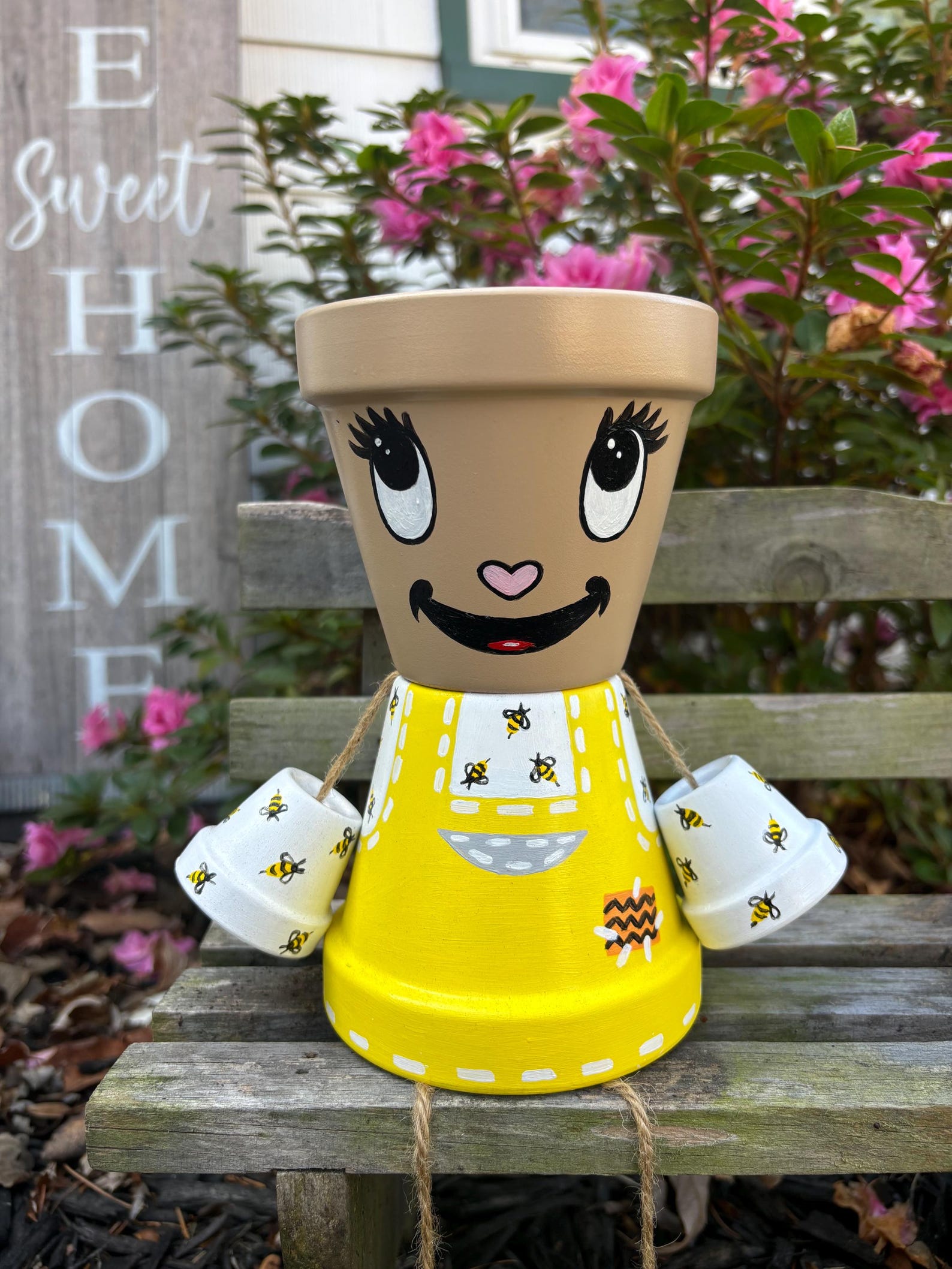 Pot Person Planter Medium Bumblebee Garden Decor Doorstep Decoration ...