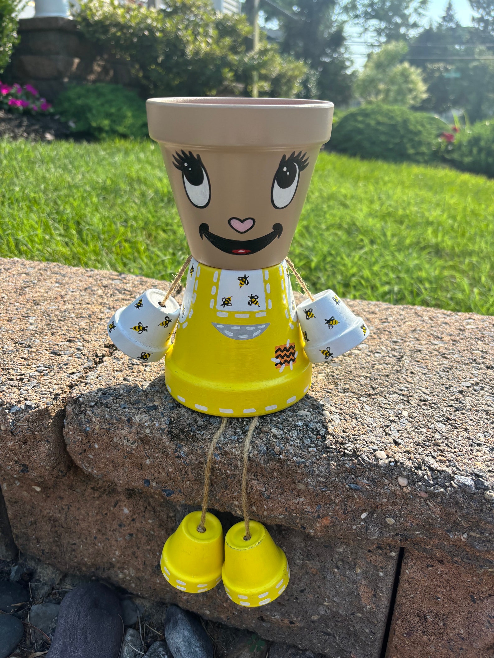 Pot Person Planter Medium Bumblebee Garden Decor Doorstep Decoration ...