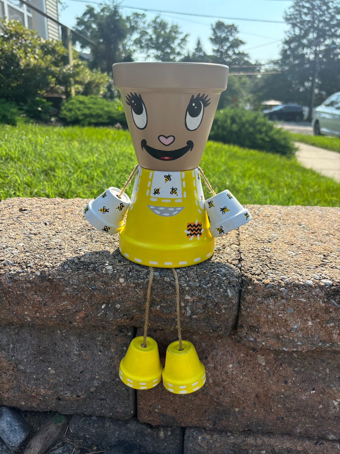 Pot Person Planter Medium Bumblebee Garden Decor Doorstep Decoration ...