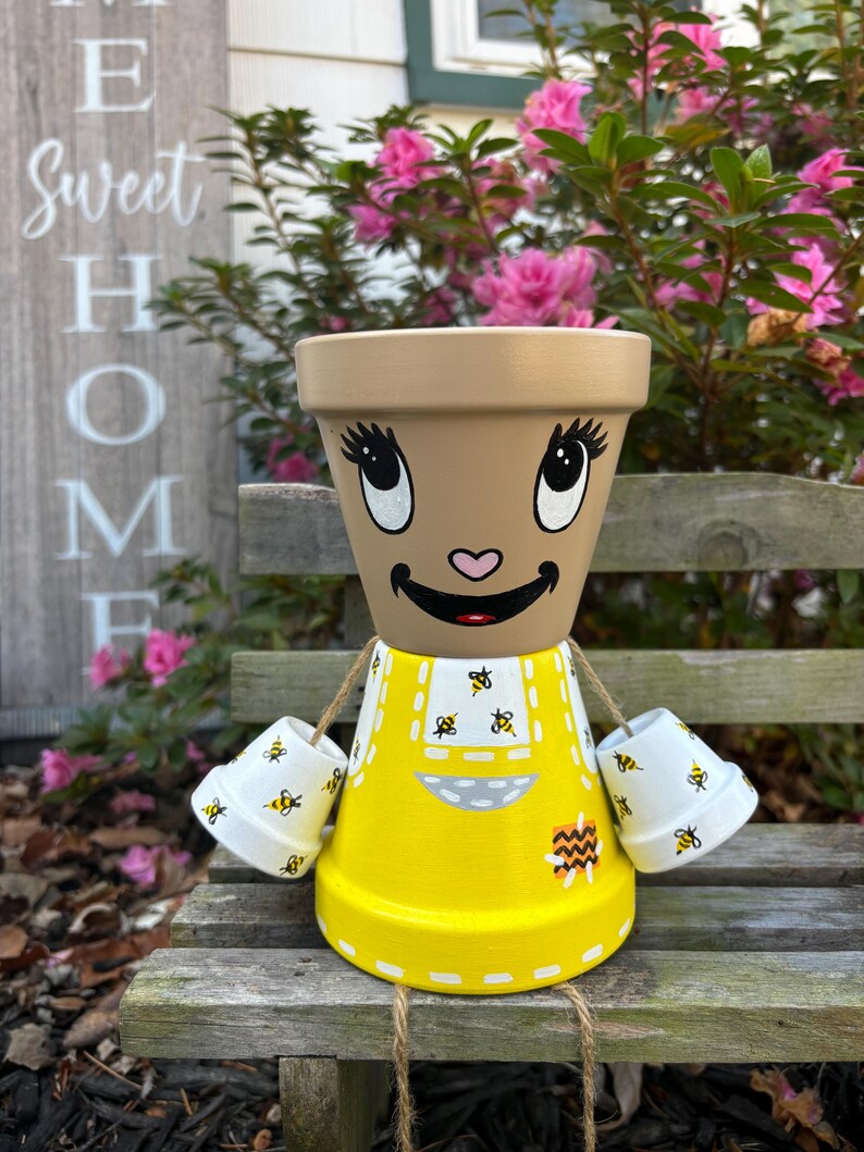 Pot Person Planter Medium Bumblebee Garden Decor Doorstep Decoration ...
