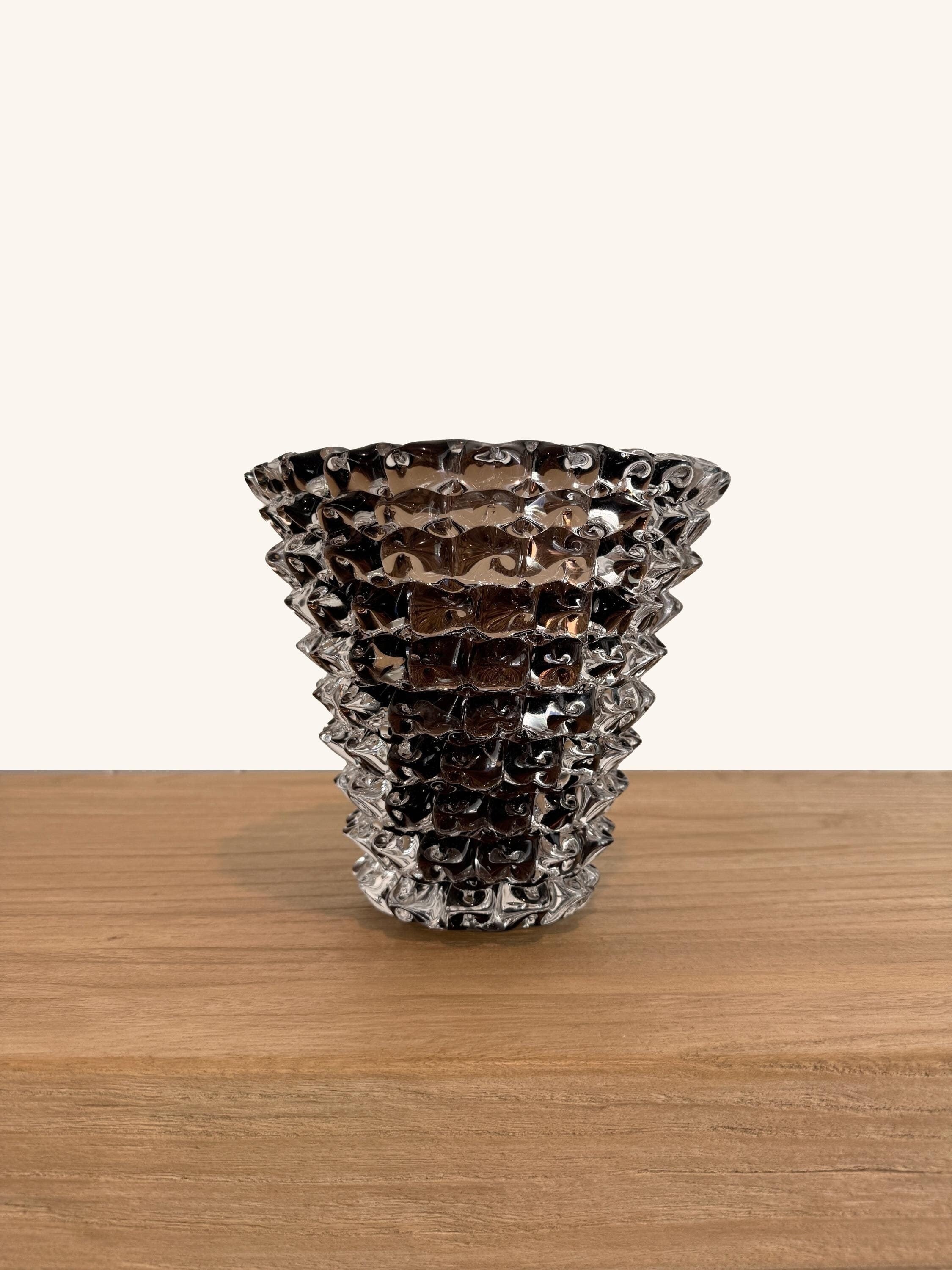 LA FAE Murano Rostrato Style Brown Glass Vase Handblown Node Spiky - Etsy