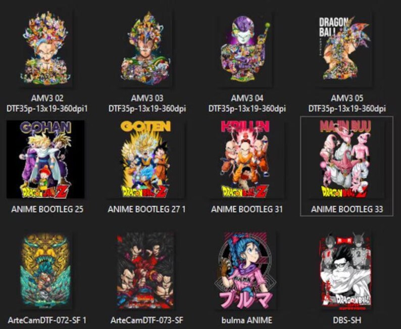 Dragon Ball Z T-shirt Design Pack Goku, Saiyans Iconic DBZ Characters ...