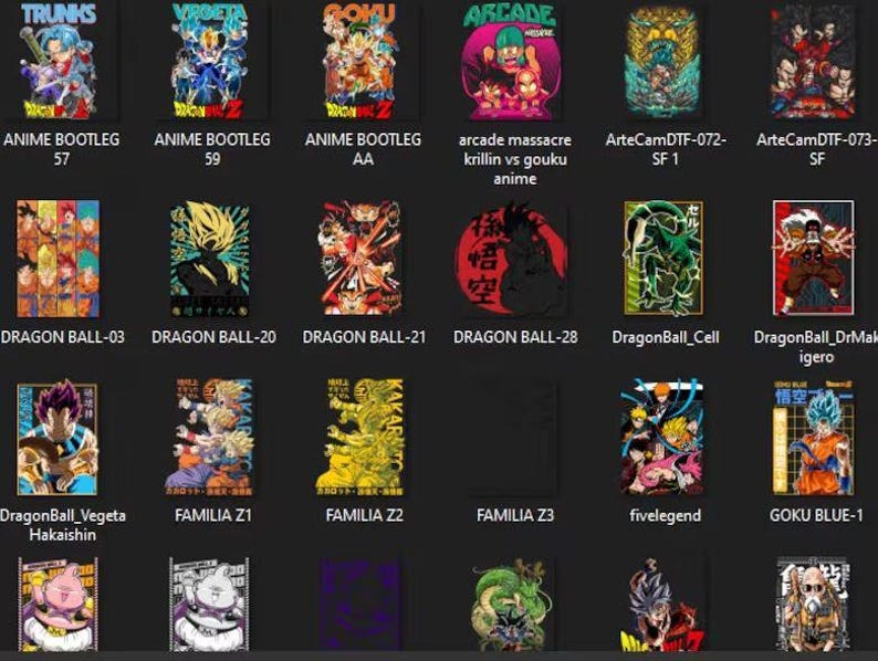 Dragon Ball Z T-shirt Design Pack Goku, Saiyans Iconic DBZ Characters ...