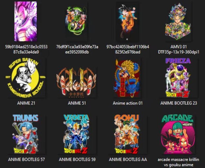 Dragon Ball Z T-shirt Design Pack Goku, Saiyans Iconic DBZ Characters ...