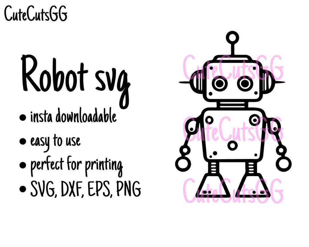 Robot SVG, PNG, EPS, Instant Download, Digital Download, Robot Clipart ...