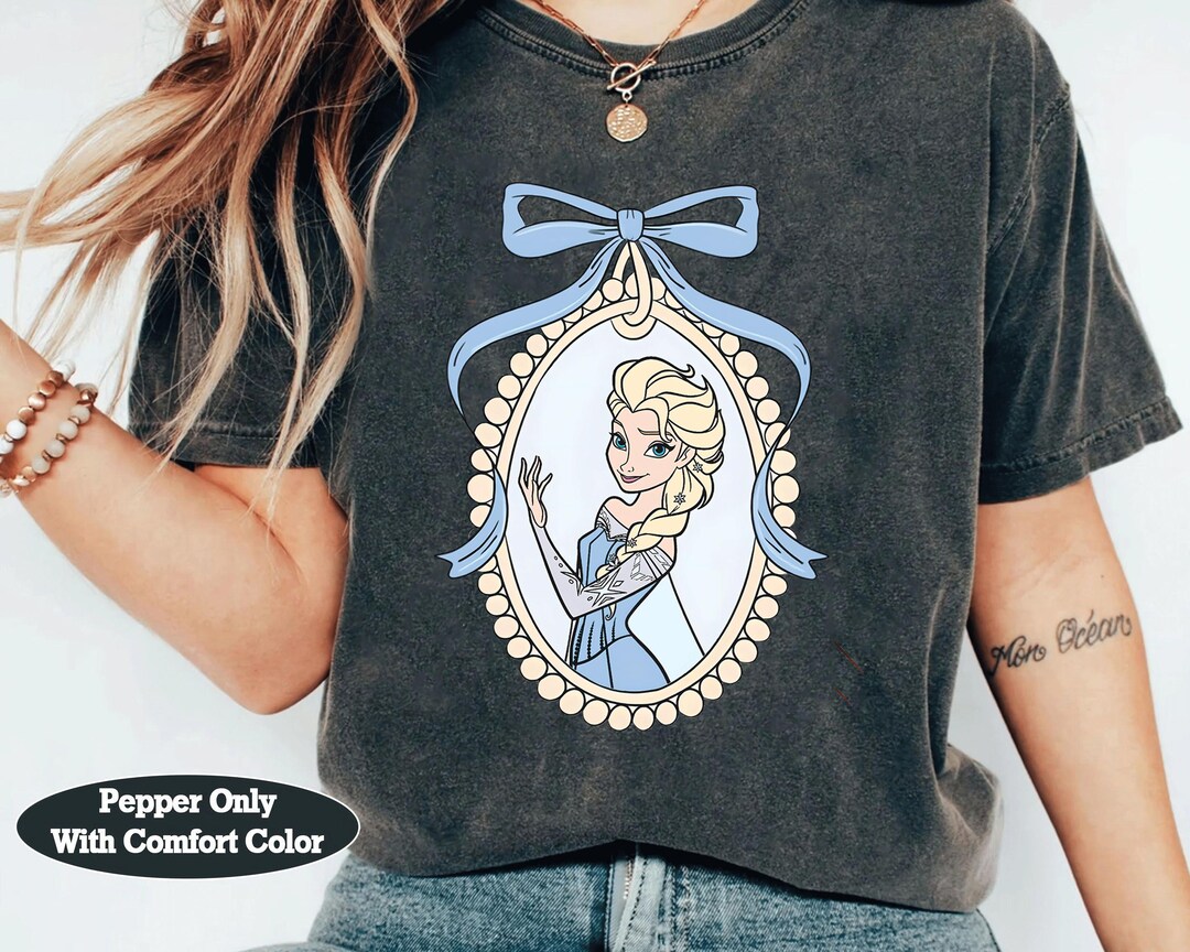 Elsa Princess Shirt, Vintage Disney Frozen Tee, Coquette Bow Design ...