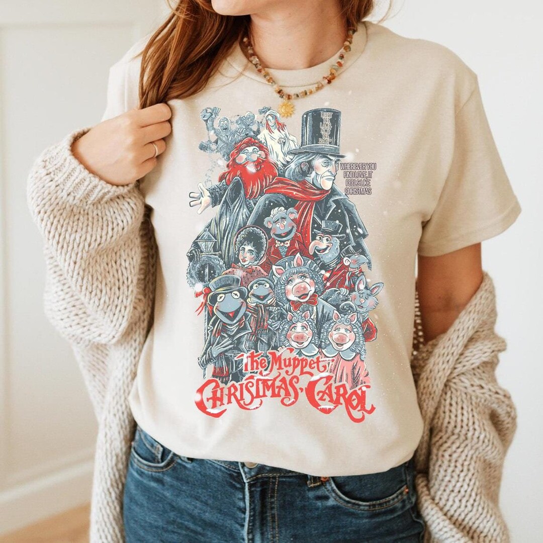 Retro 90s Muppet Christmas Carol T-shirt Kermit, Gonzo & Miss Piggy Xmas Tee Mickey's Very Merry ...