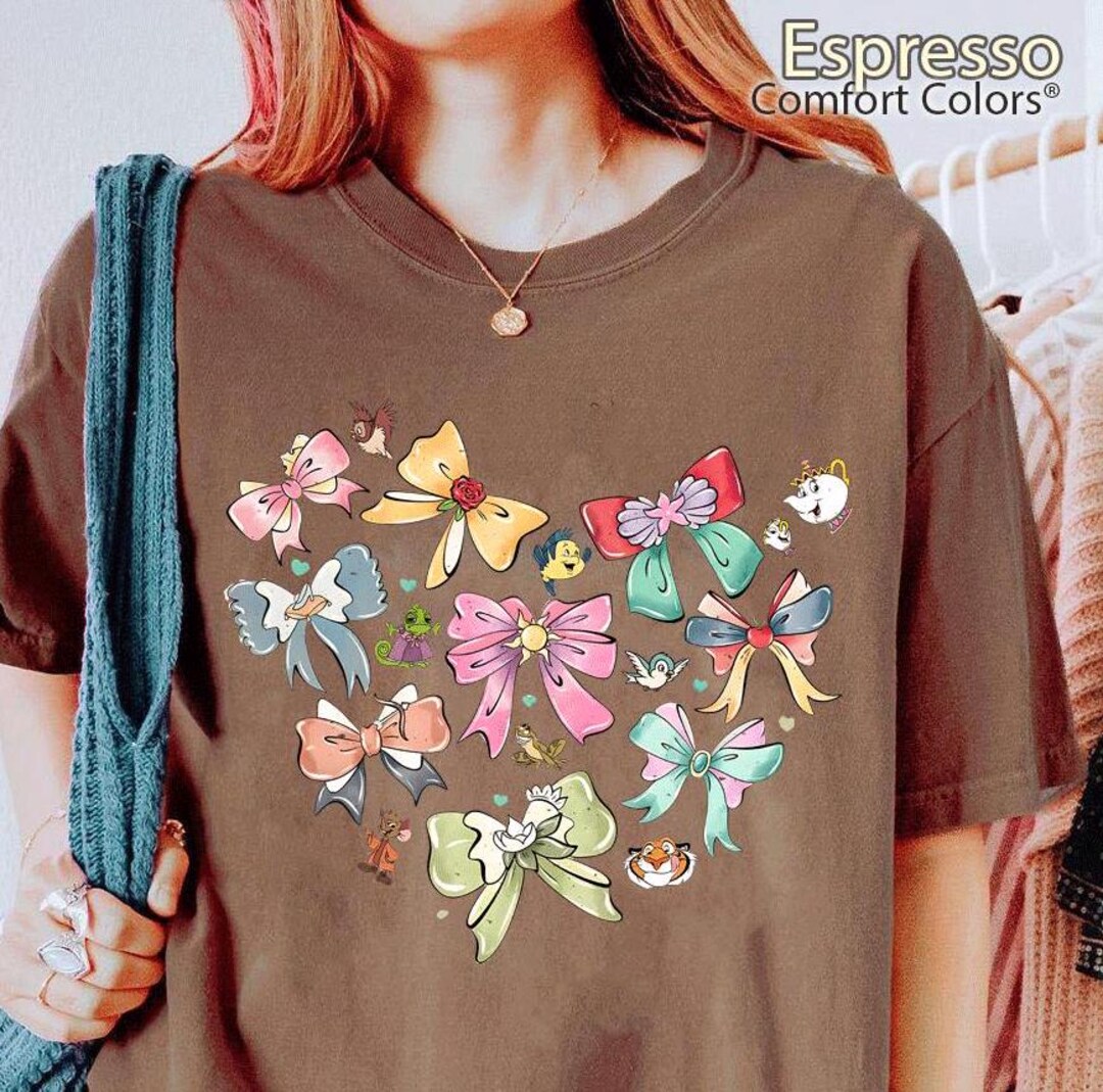 Watercolor Disney Princess Coquette Bows Tee, Aurora Ariel Belle ...