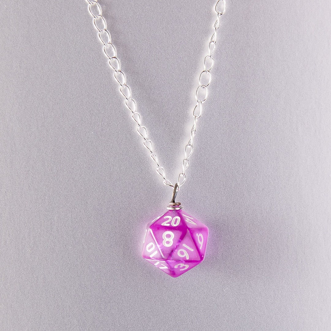 Mini D20 Sterling Silver Dungeons and Dragons Resin Dice Necklace ...