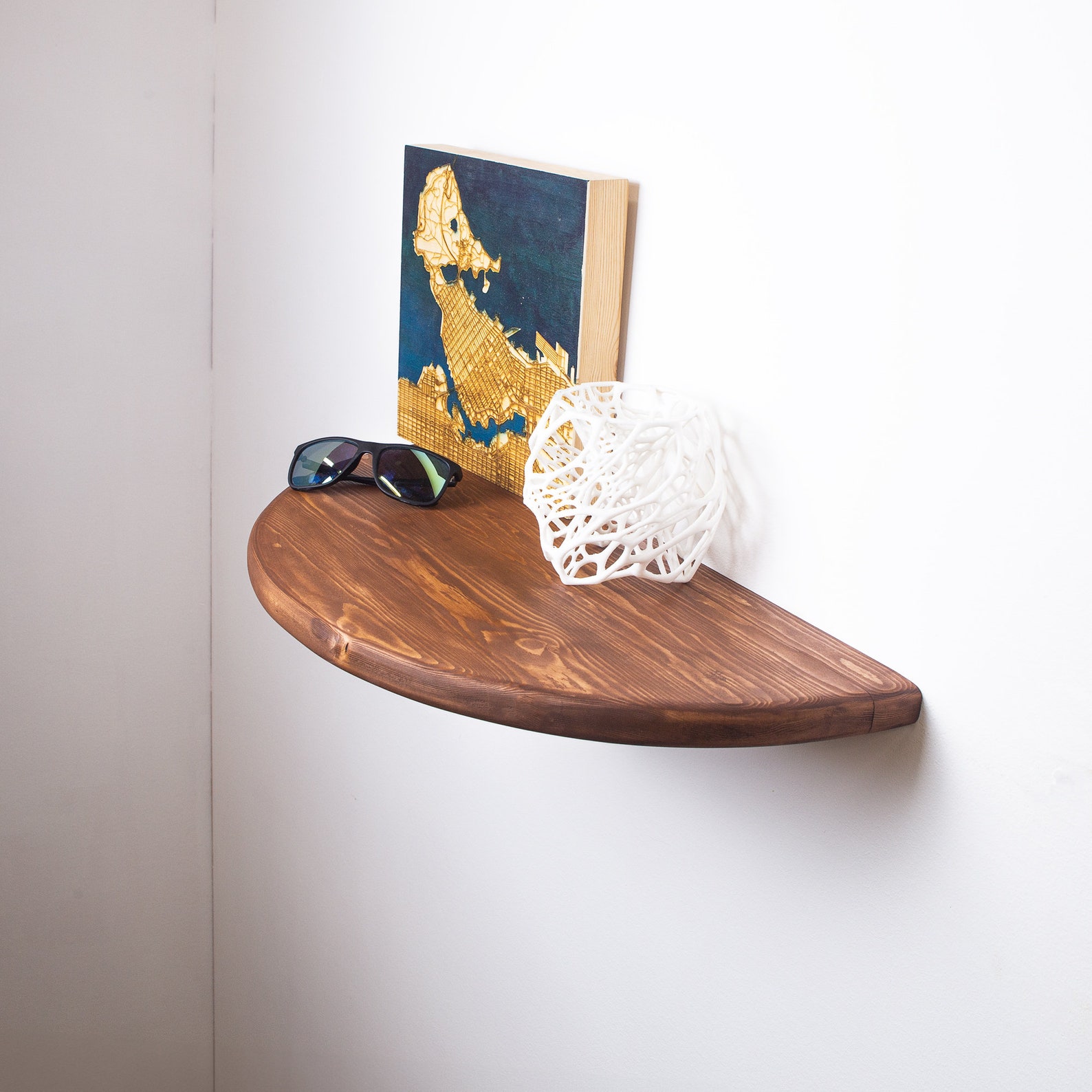 Oval Wood Shelf, Rustic Floating Shelf, Custom Size Natural Wall Shelf ...