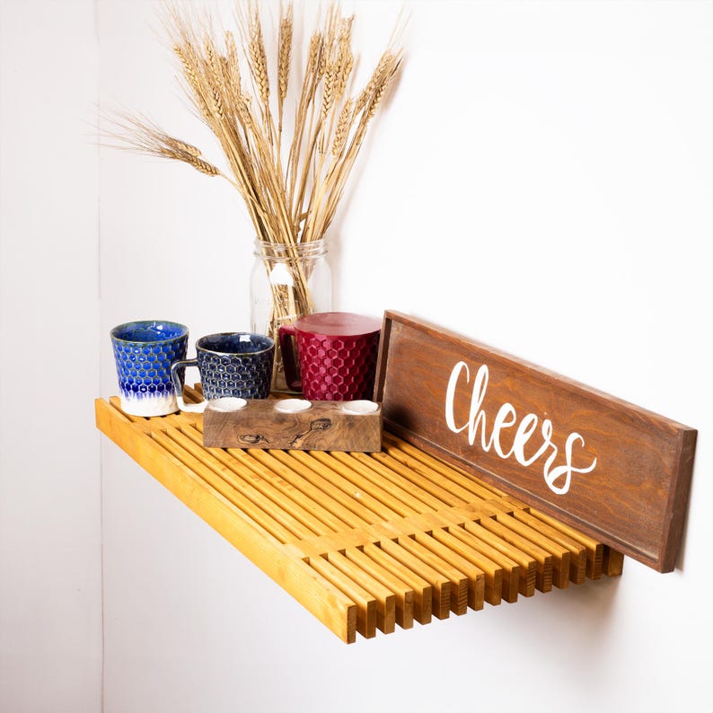 Floating Shelf With Brackets, Rustic Rail Design, Custom Wood Shelving ...
