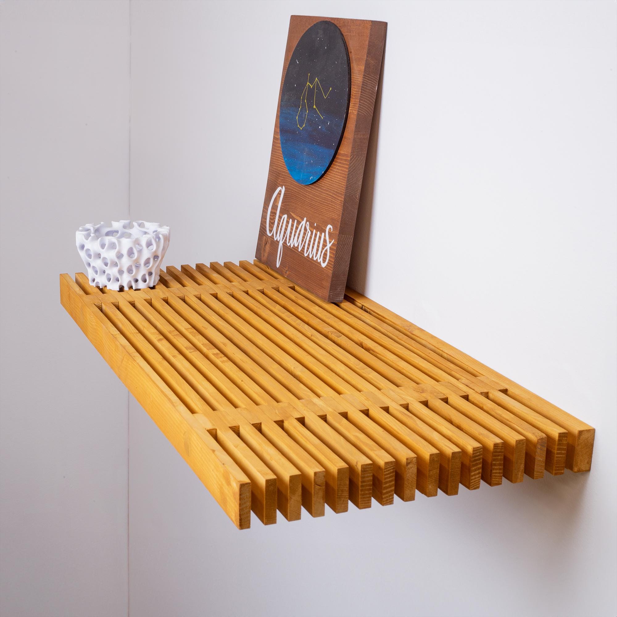 Floating Shelf With Brackets, Rustic Rail Design, Custom Wood Shelving ...