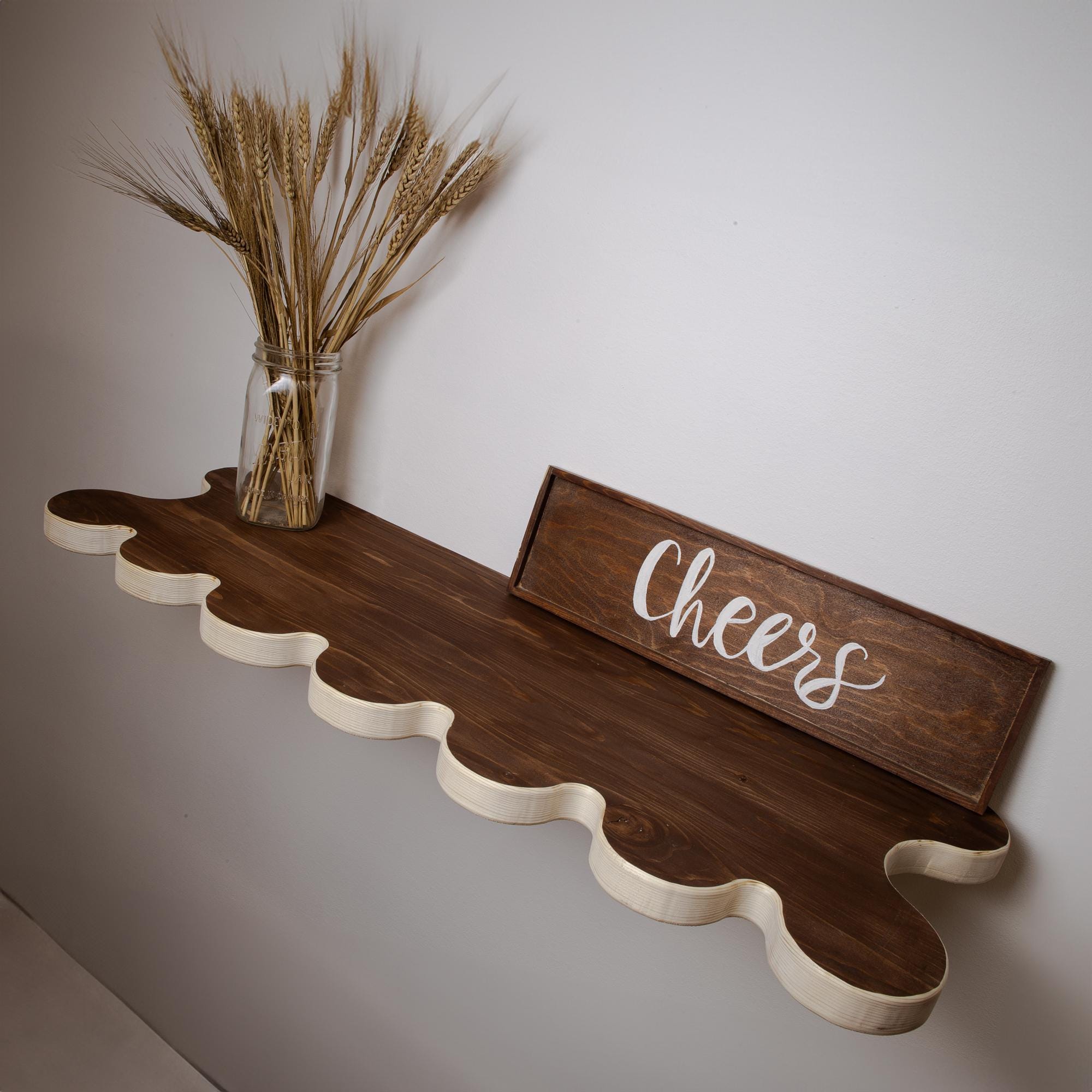 Handmade Curved Wooden Shelf, Rustic Floating Shelf, Custom Wood Wall ...