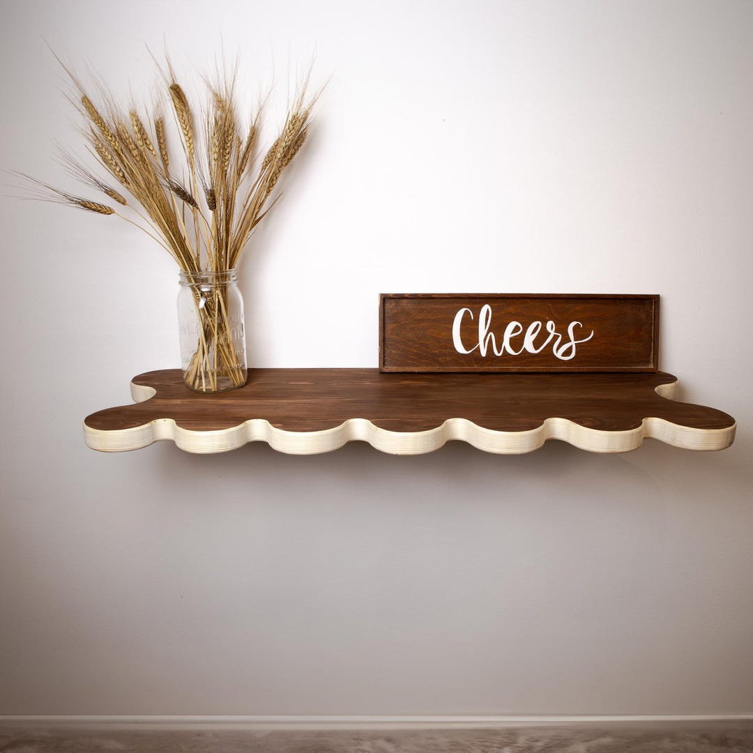 Handmade Curved Wooden Shelf, Rustic Floating Shelf, Custom Wood Wall ...