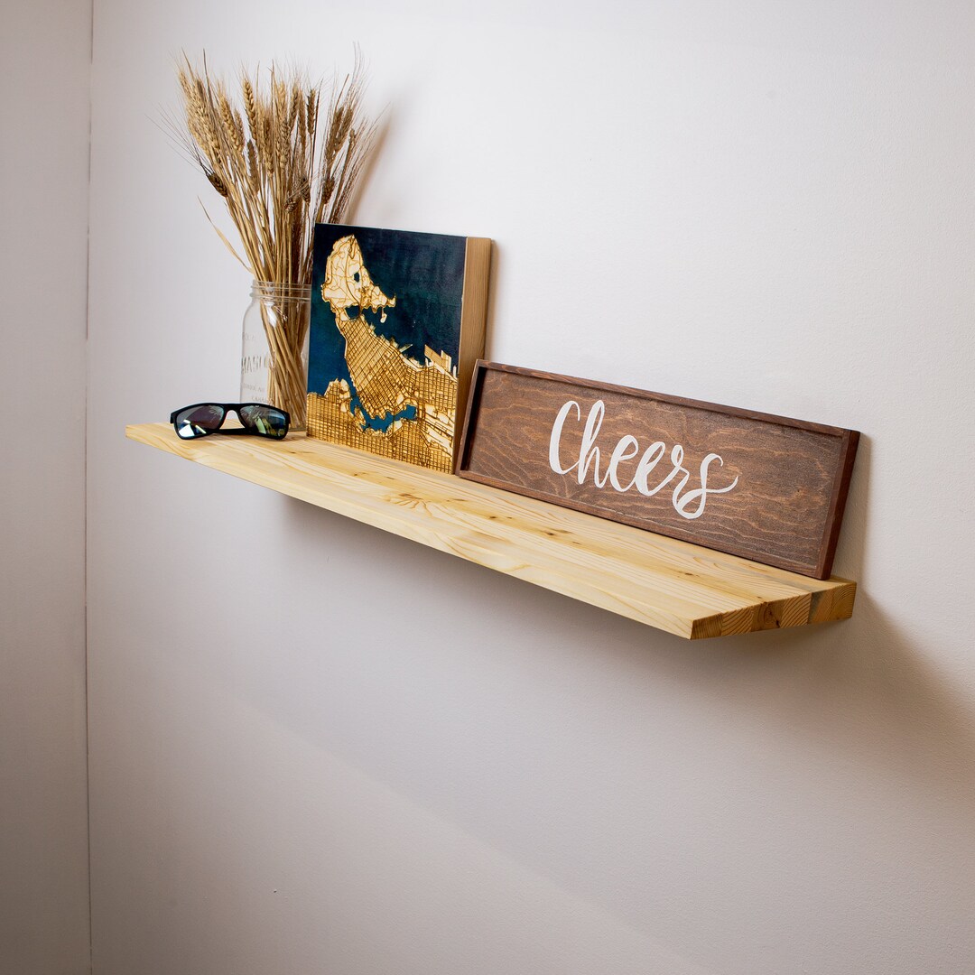 2 Inch Thick Shelves, Rustic Picture Ledge, Long Floating Shelf, Custom ...
