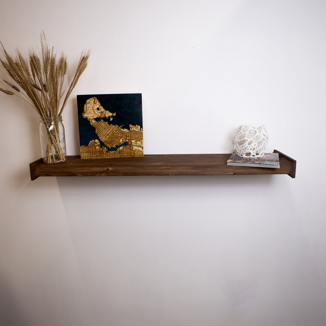 Long Floating Shelf Rustic Picture Ledge Sturdy Wall Shelves Custom ...