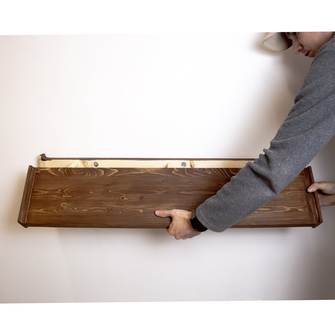 Long Floating Shelf Rustic Picture Ledge Sturdy Wall Shelves Custom ...