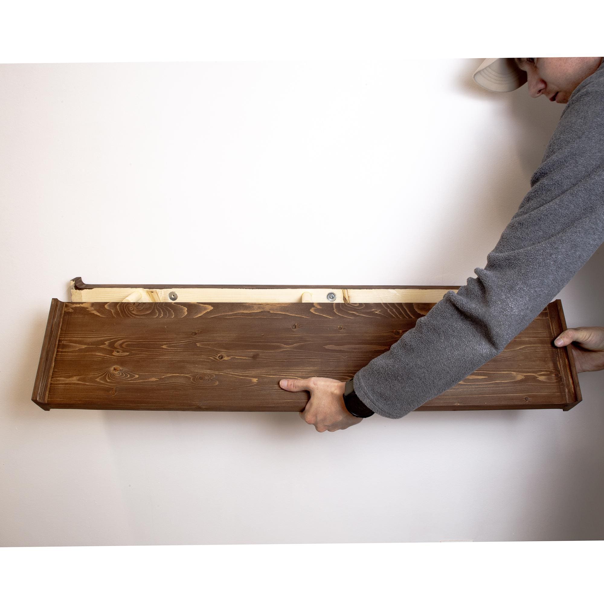 Rustic Floating Wood Shelf, Sturdy Wall Mounted Bookshelf, Handmade ...