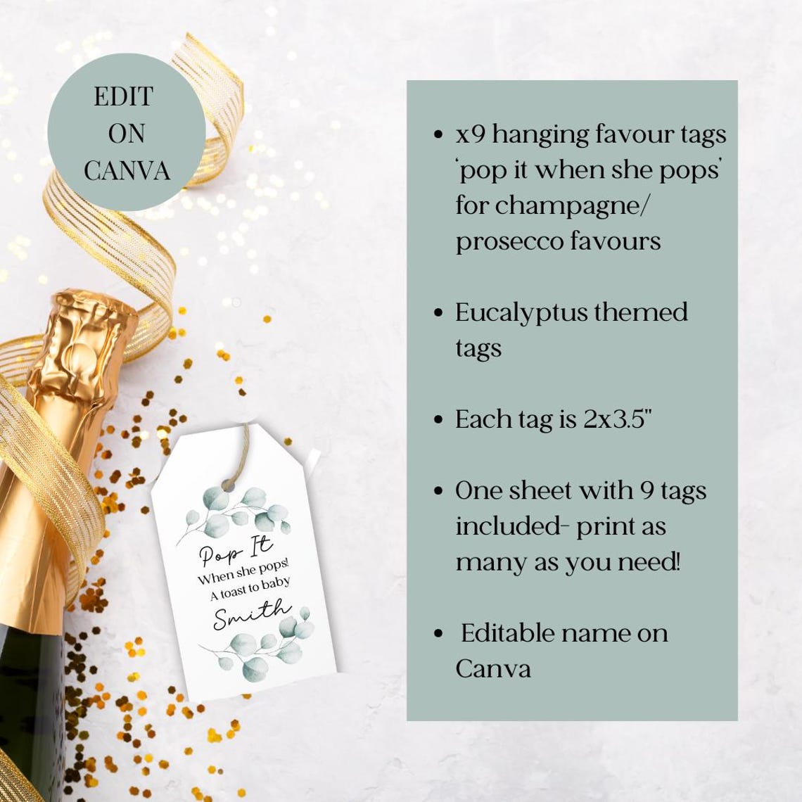 Pop It When She Pops Mini Champagne Bottle Favour Tags | Printable ...