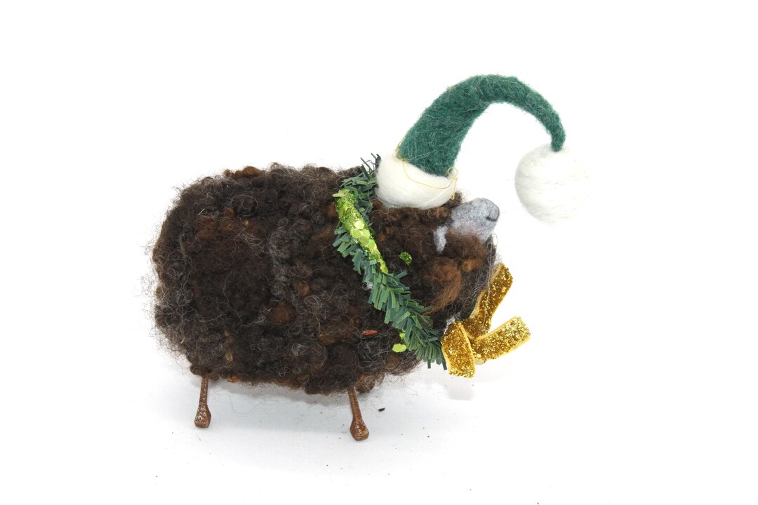 Sheep Elf Ornie,silver Sheep Elf Ornament, Prim Needle Felted Sheep ...