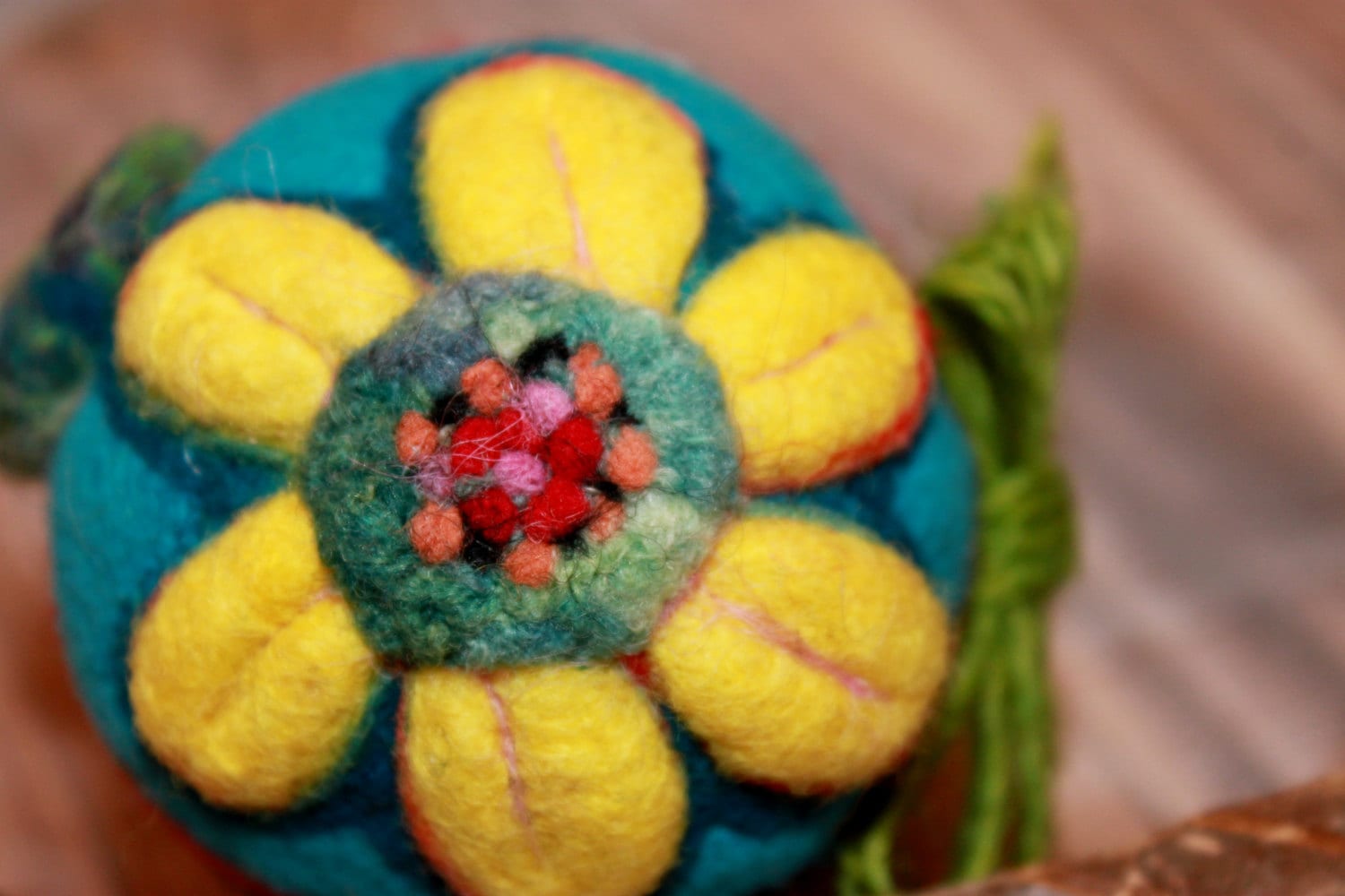 Pin Cushion Needle Felted Flower Pin Keep 126 | Etsy