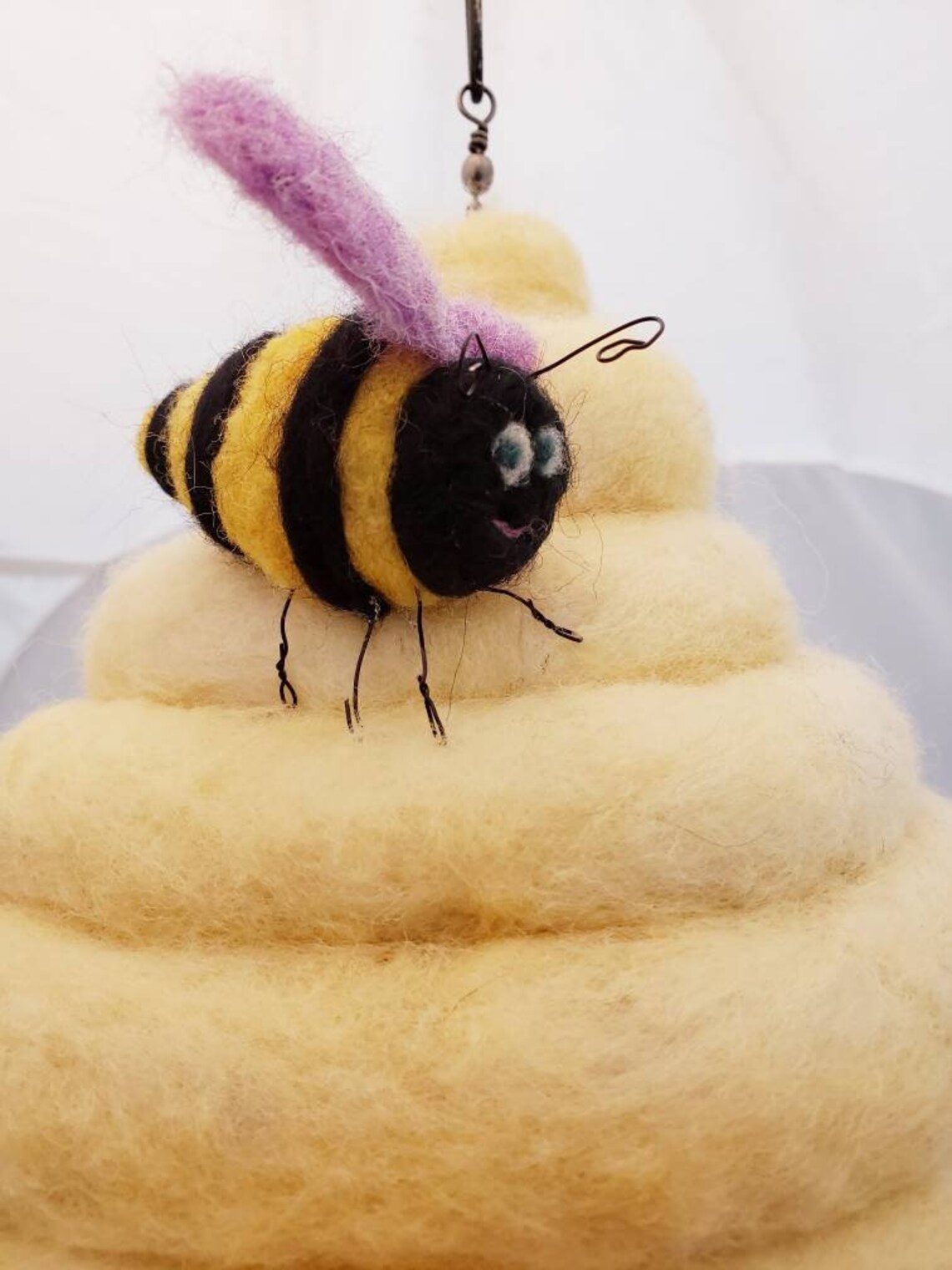 Bee Mobile Nursery Bee Mobile Bee Hive Needle Felted Bees | Etsy