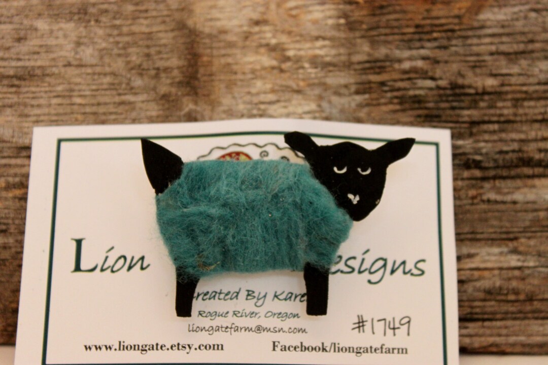 Sheep, Needle Felted Teal Sheep Pin, Wearable Lammies in Jammies ...