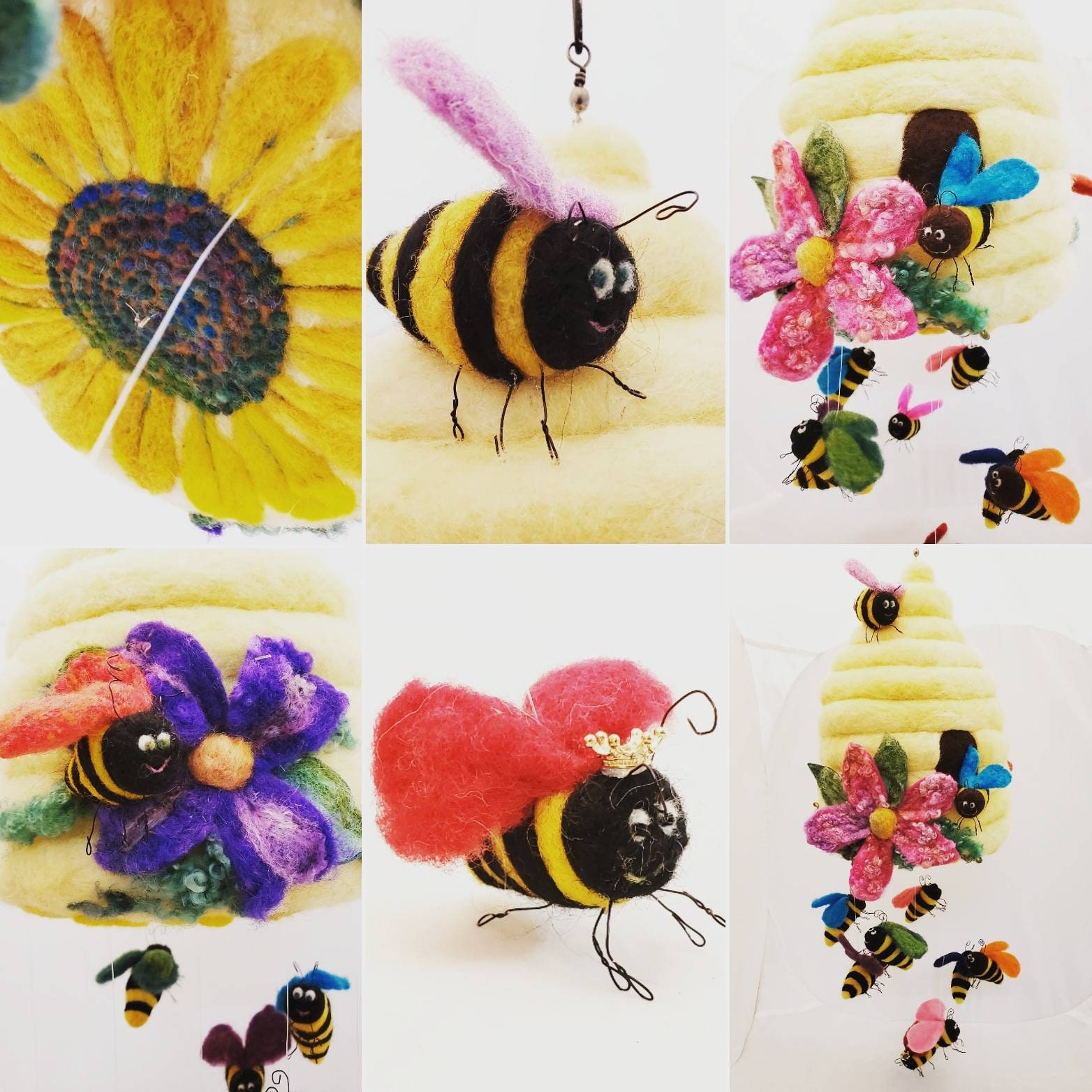 Bee Mobile Nursery Bee Mobile Bee Hive Needle Felted Bees | Etsy