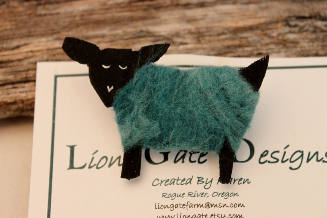 Sheep, Needle Felted Sheep Pin, Wearable Lammies in Jammies, Felted ...