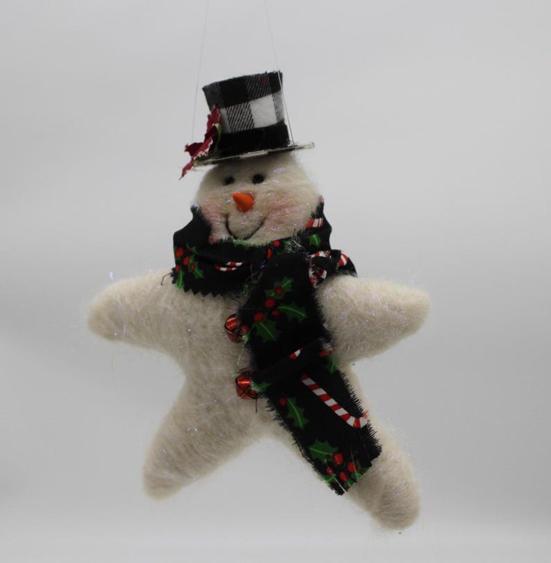 Star Snowman Ornament, Snowman Ornament, Ornament, Wool Ornament ...