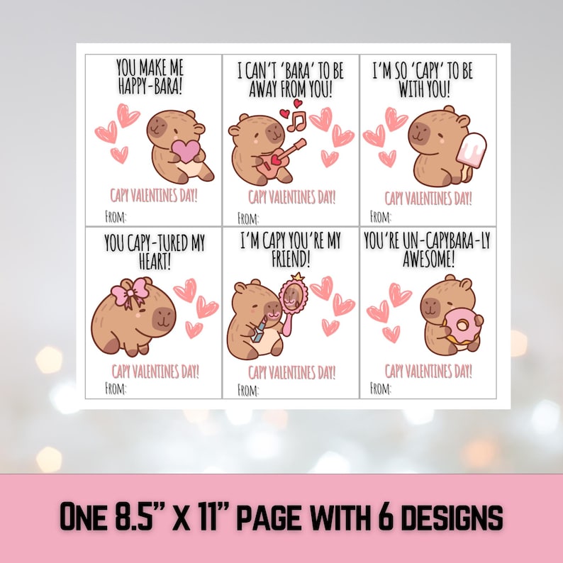 Capybara Classroom Valentines Day Cards | Class Valentines | Toddler ...