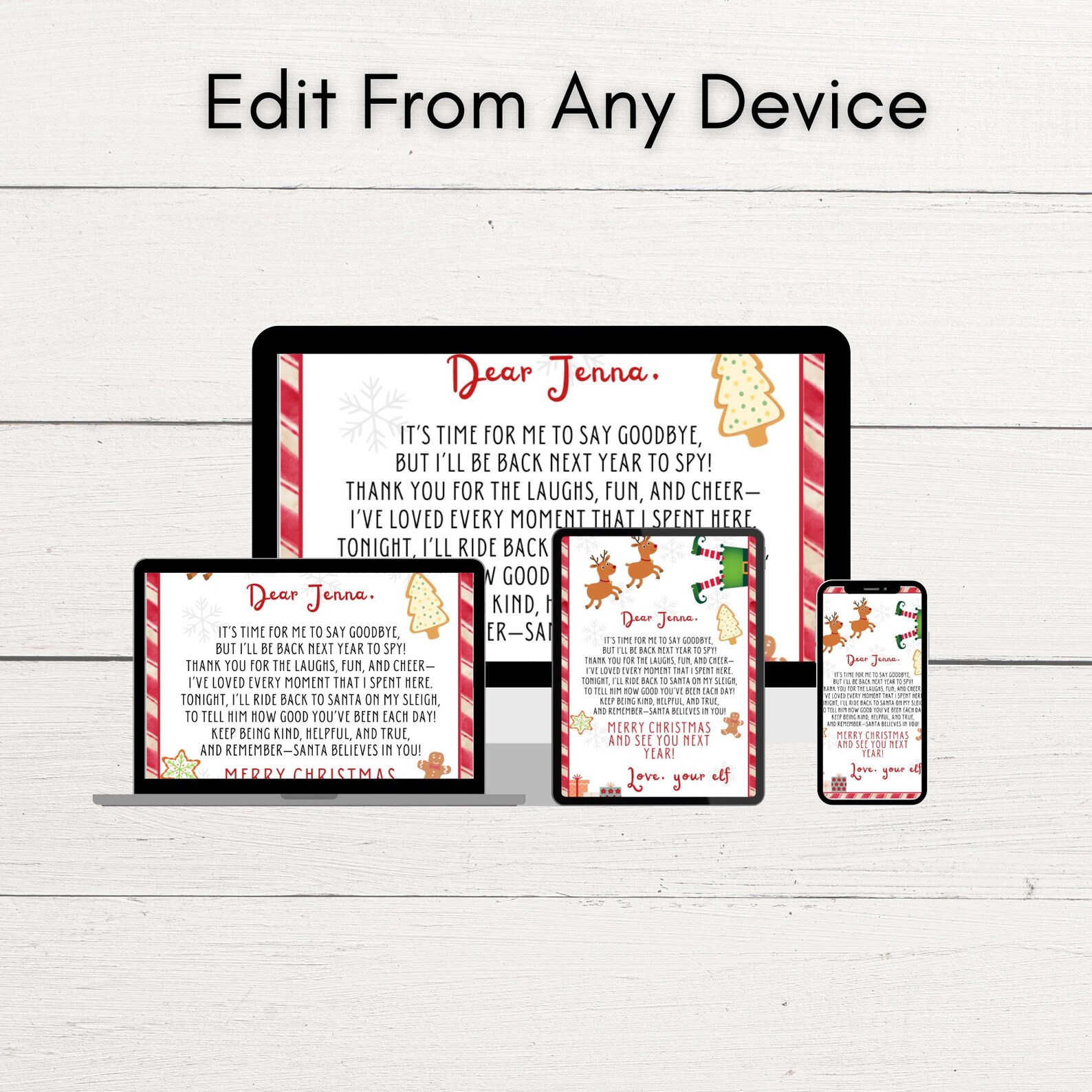 Elf Farewell Goodbye Letter| Editable Elf Note Template | Customizable ...