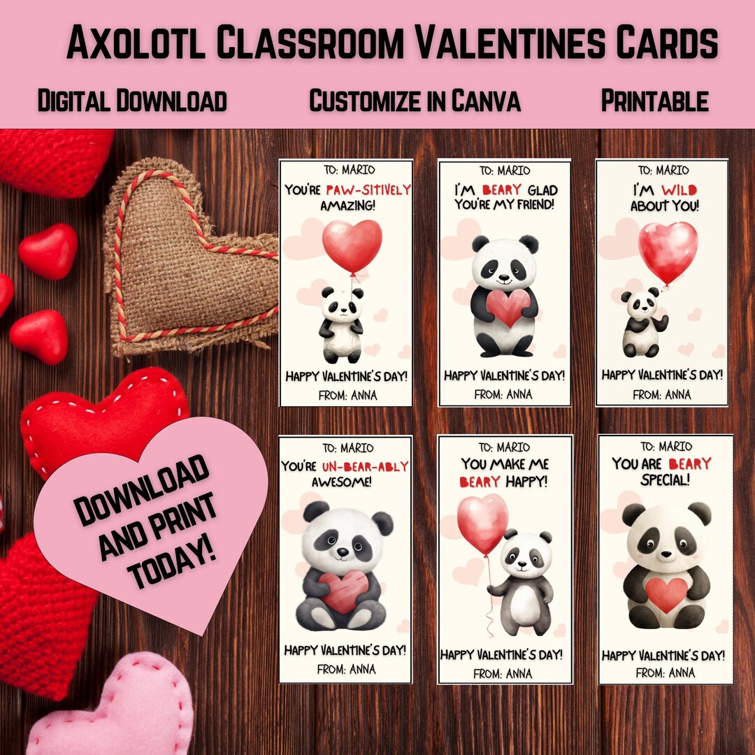 Squishy Panda Valentines Day Cards | Classroom Valentines | Toddler ...
