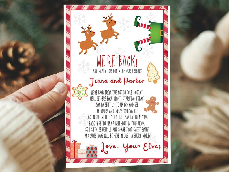 2 Elves Welcome Back Letter| Editable Elf Note Template | Customizable ...