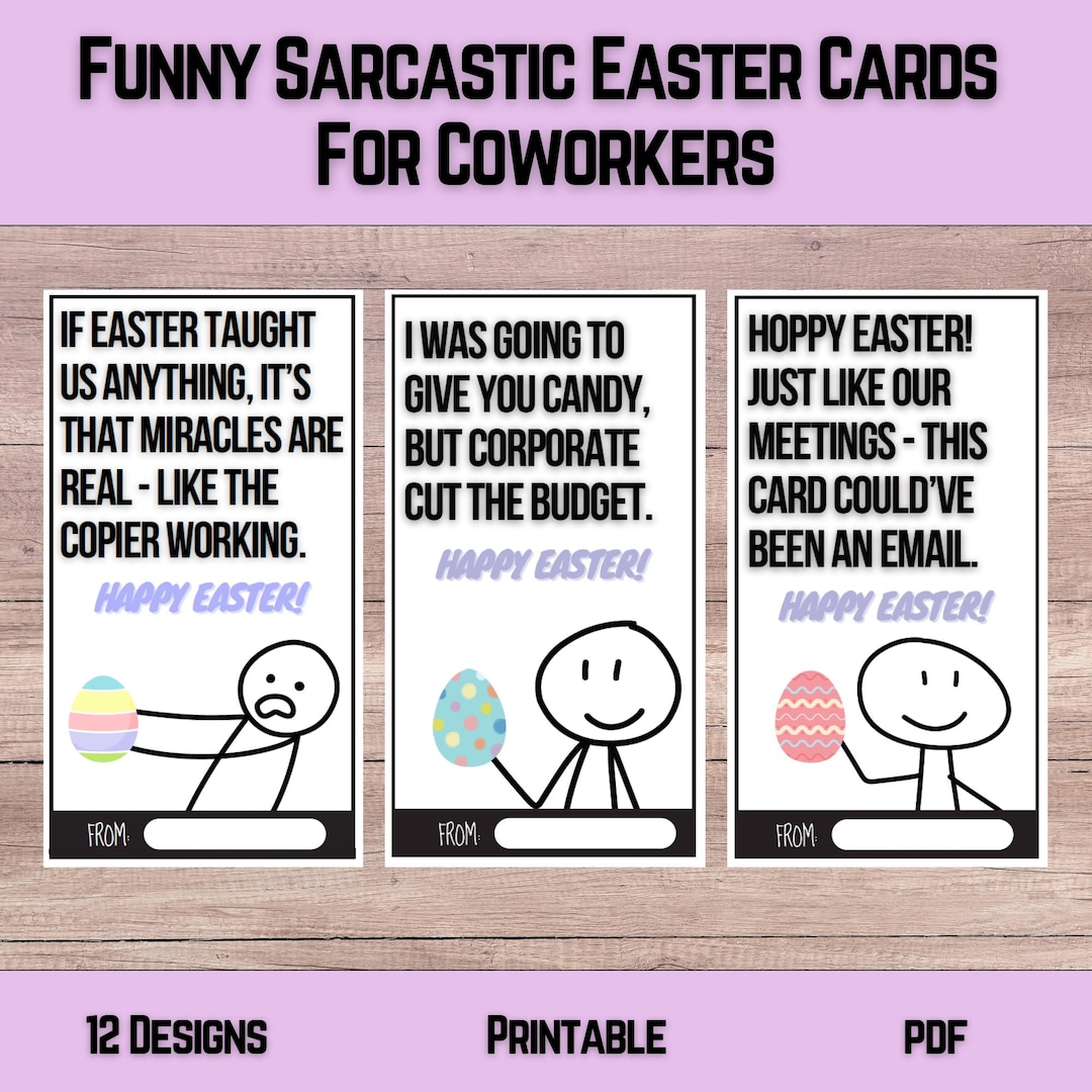 Funny Sarcastic Easter Cards for Coworkers | Printable Office Easter ...