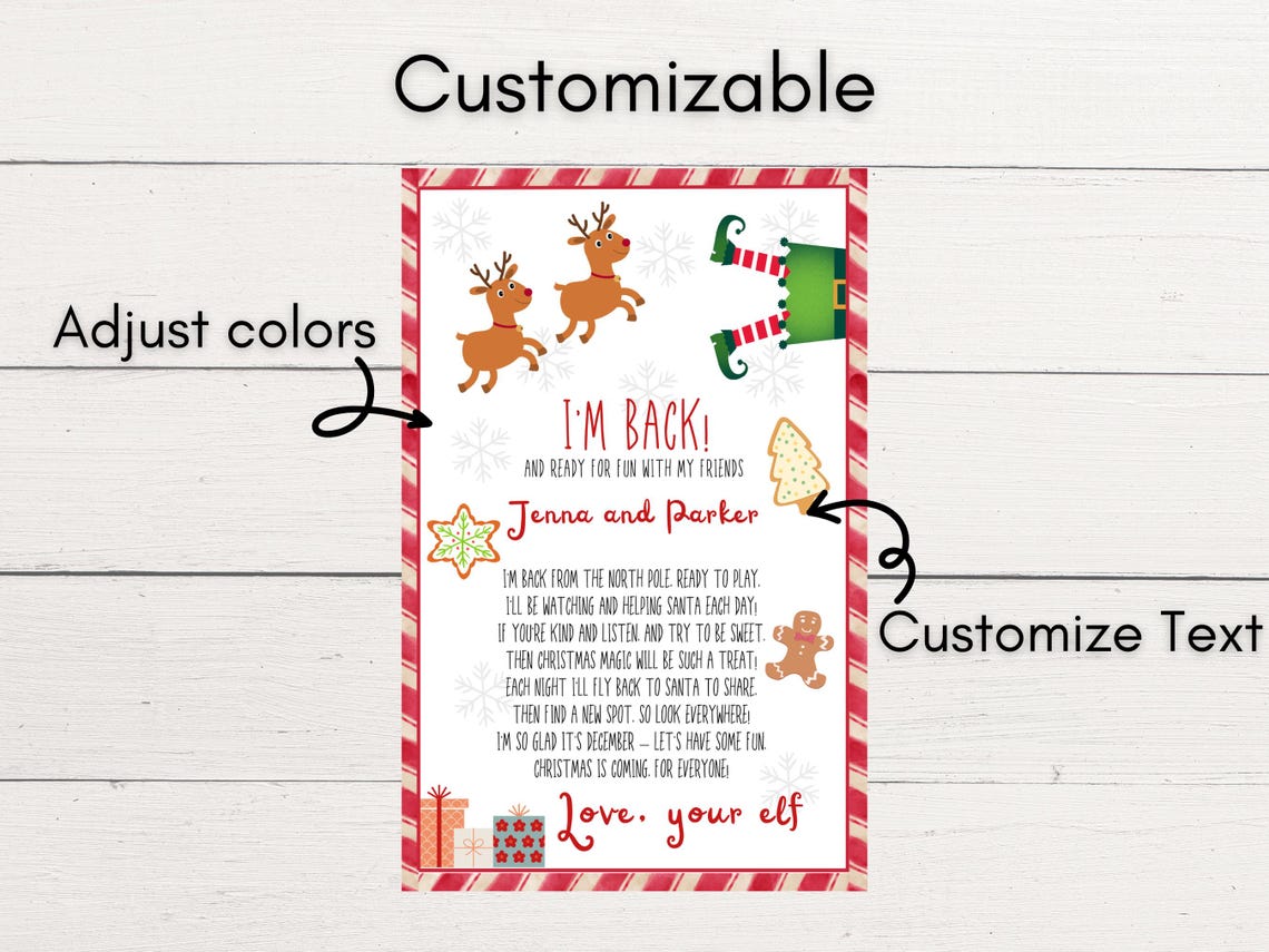Elf Welcome Back Letter| Editable Elf Note Template | Customizable ...
