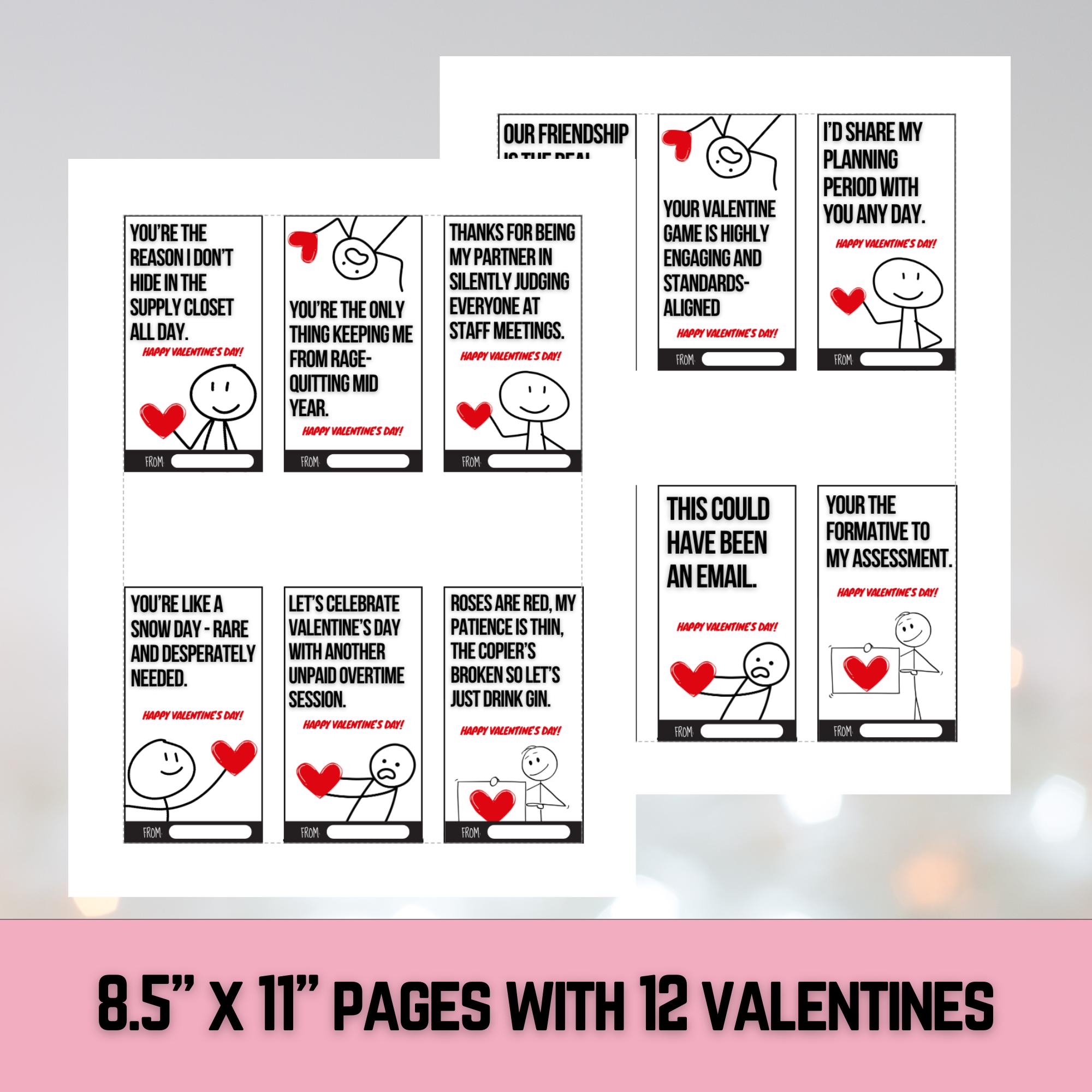 Teacher Coworker Valentines Day Cards | Funny Valentines | Sarcastic ...