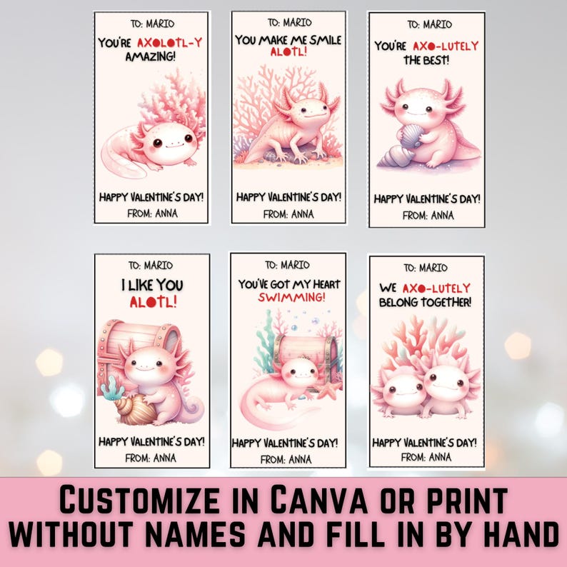 Axolotl Classroom Valentines Day Cards | Class Valentines | Toddler ...