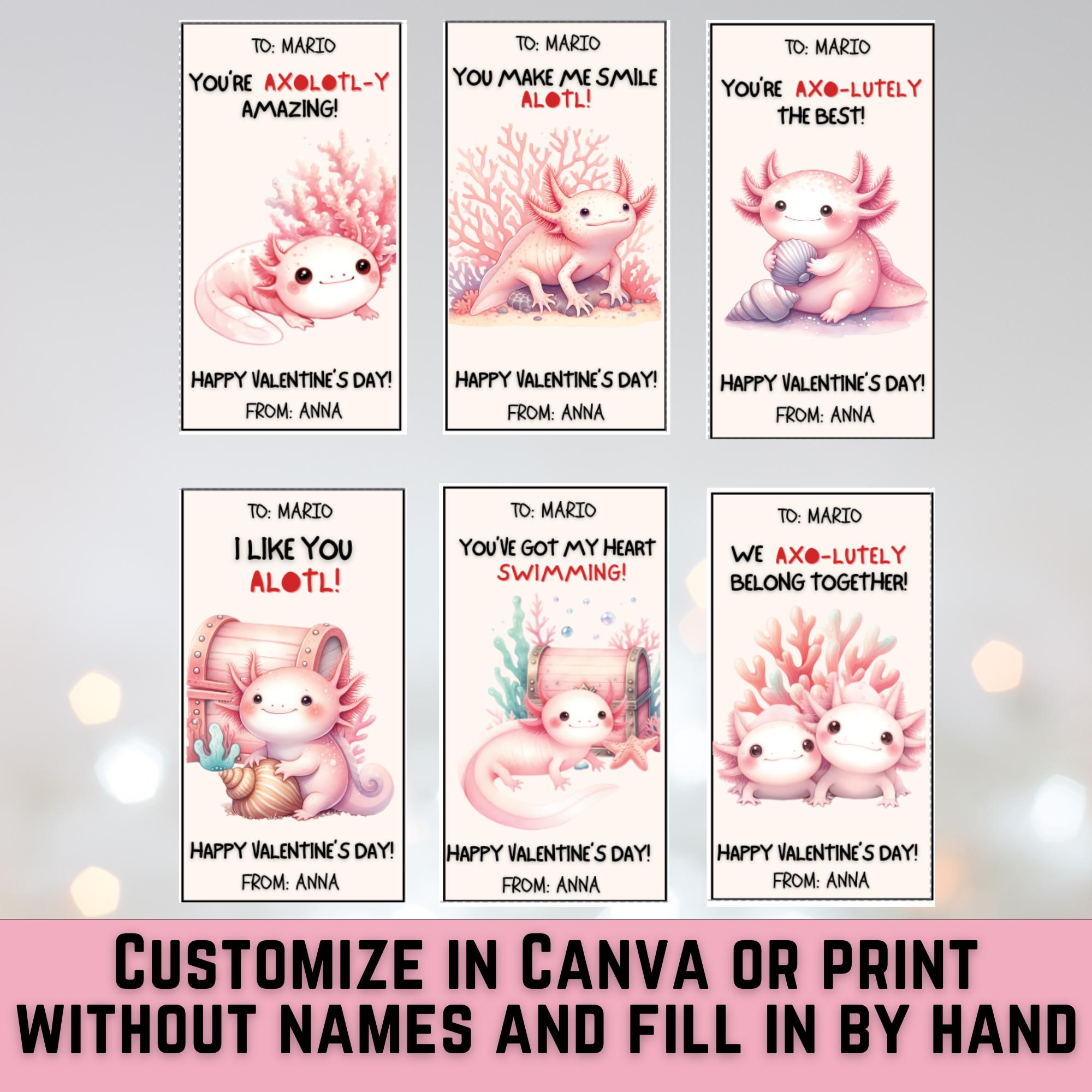 Axolotl Classroom Valentines Day Cards | Class Valentines | Toddler ...