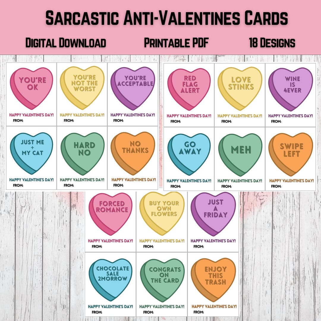 Funny Sarcastic Anti Valentines Day Cards | Adult Valentines | Coworker ...