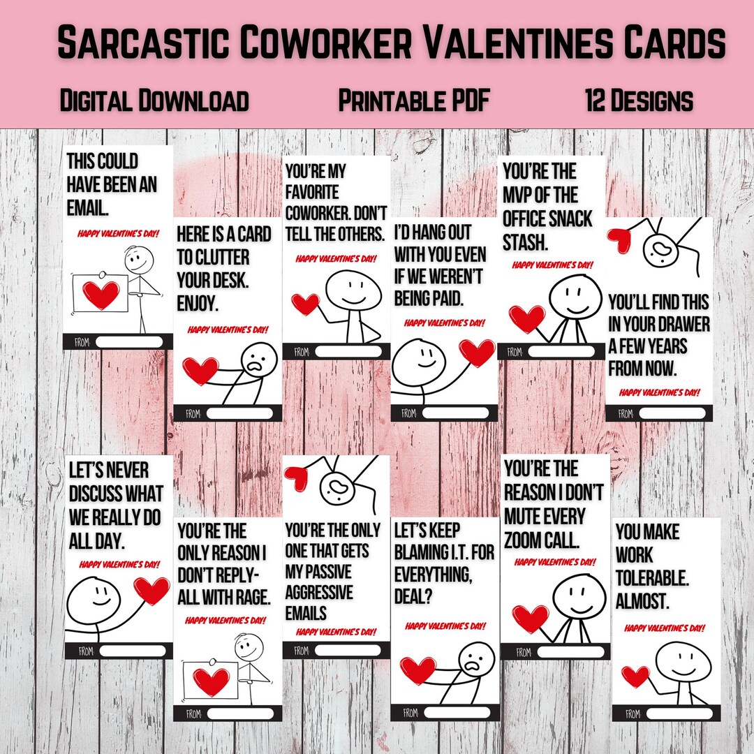 Funny Coworker Valentines Day Cards | Office Valentines | Sarcastic ...