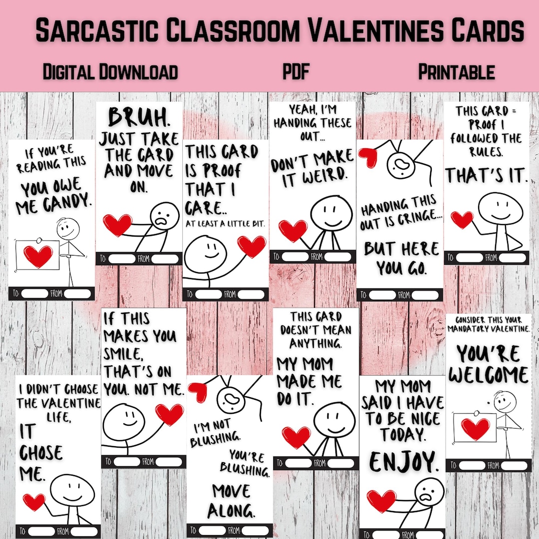 Funny Teen Valentines Day Cards | Classroom Valentines | Sarcastic ...